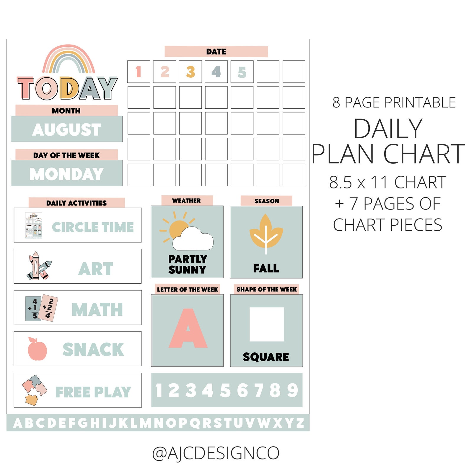 Homeschool Morning Calendar Chart Set Morning Routine Chart | Etsy
