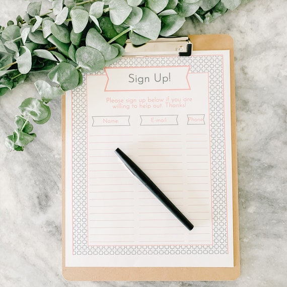 Sign up Sheets 6 Designs Filled and Unfilled With Editable - Etsy