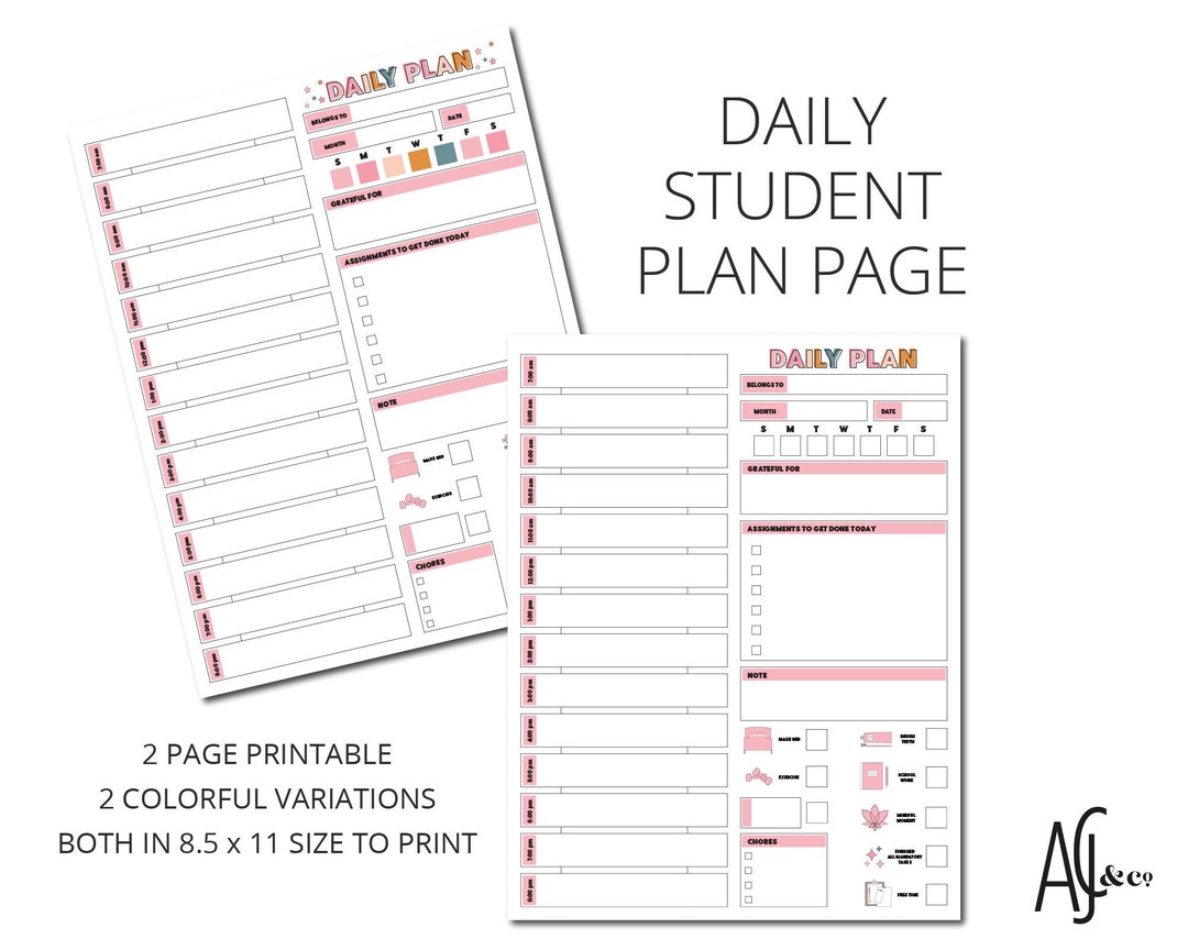 Homeschool Planner, Student Planner, Daily Schedule, Instant Download ...