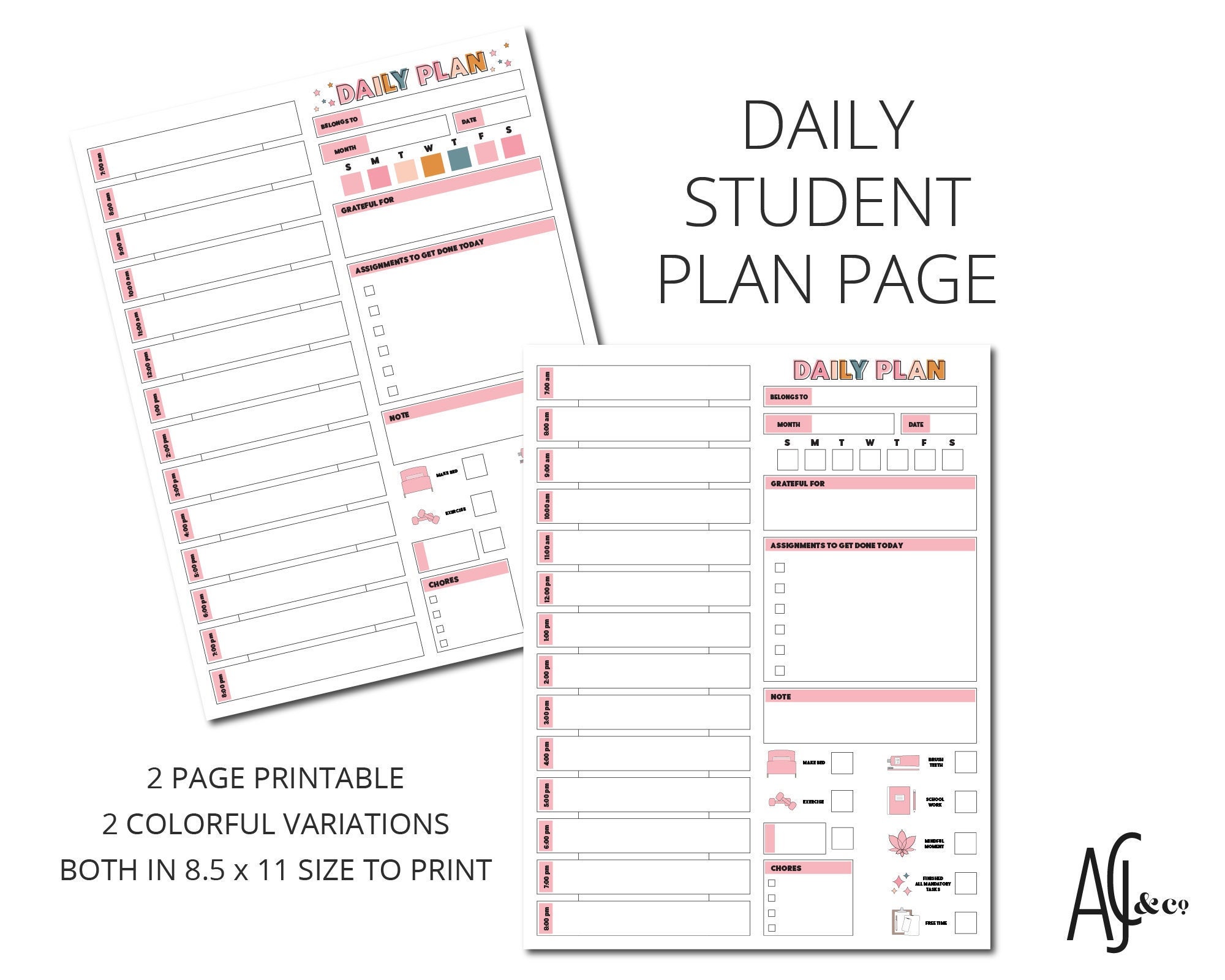Homeschool Planner, Student Planner, Daily Schedule, Instant Download ...