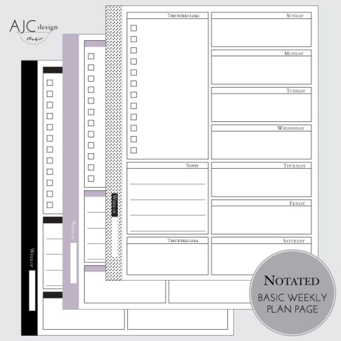 BASIC WEEKLY PLAN : Weekly Plan - Weekly to Do List - Instant Download ...