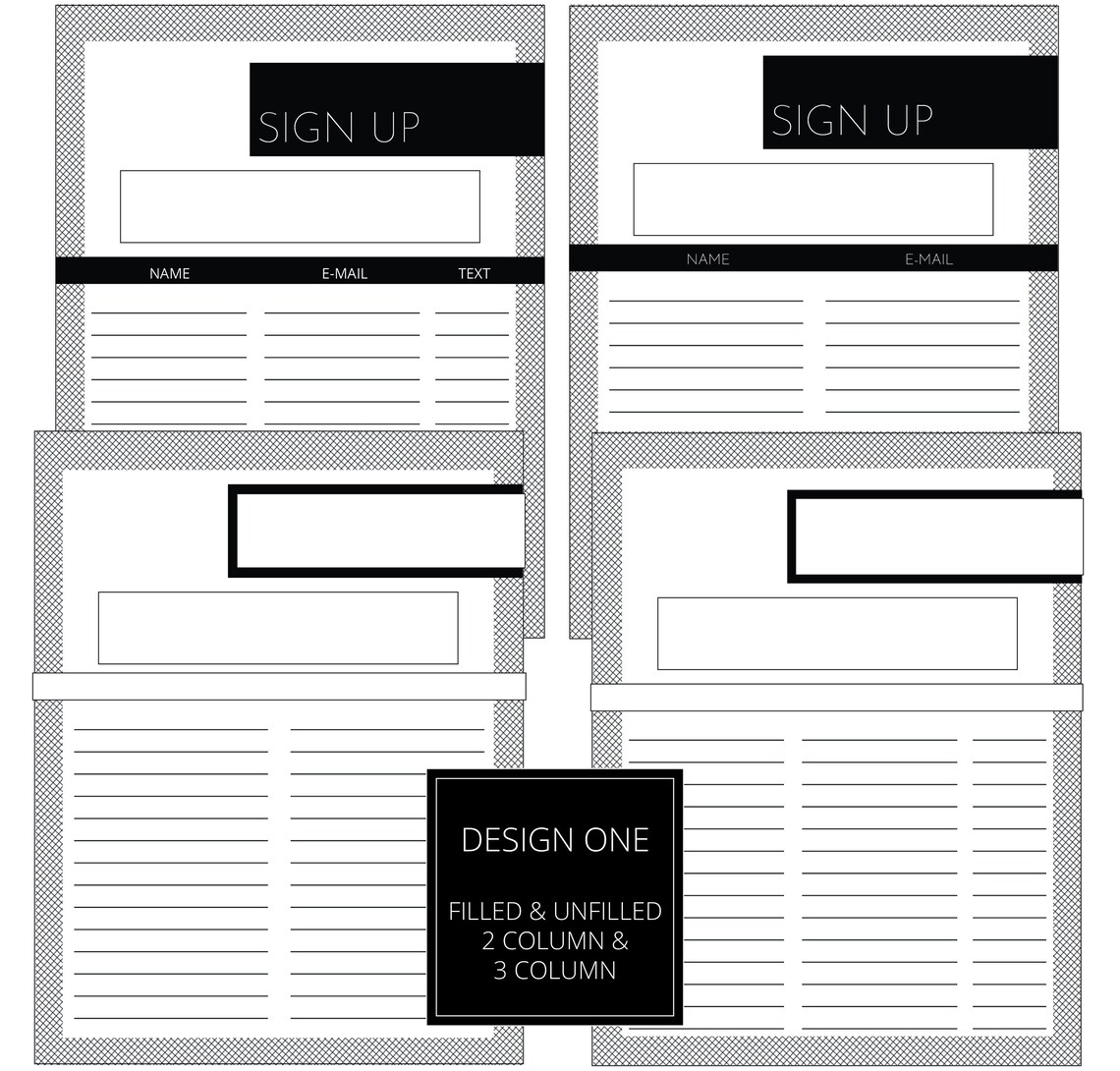 Sign up Sheet, Modern Sign up Forms, Sign up Printable - Etsy
