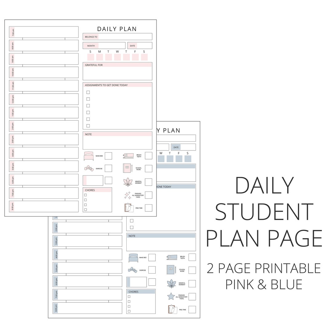 Homeschool Planner, Student Planner, Daily Schedule, Instant Download ...