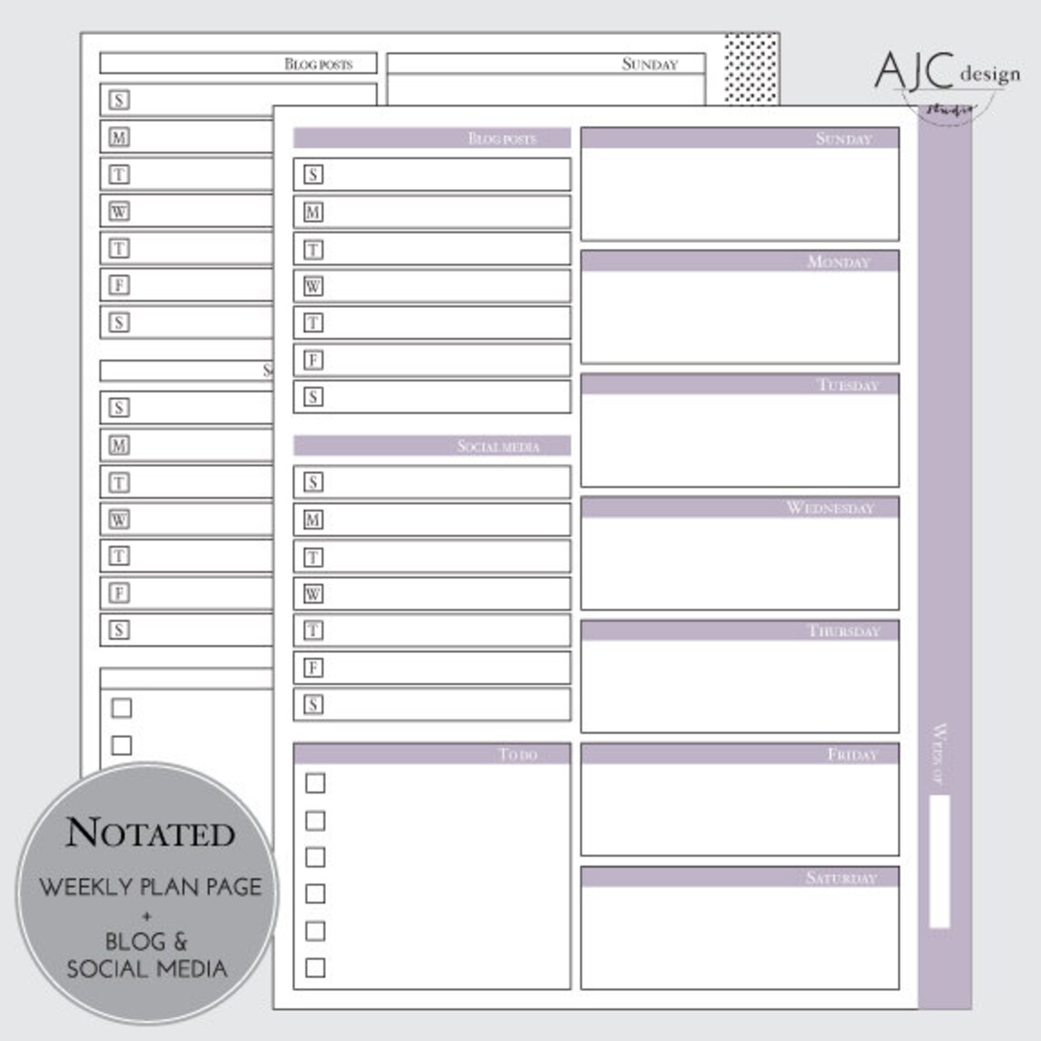 PRINTABLE PLANNER: Weekly Planner With Blog and Social Media Organizer ...