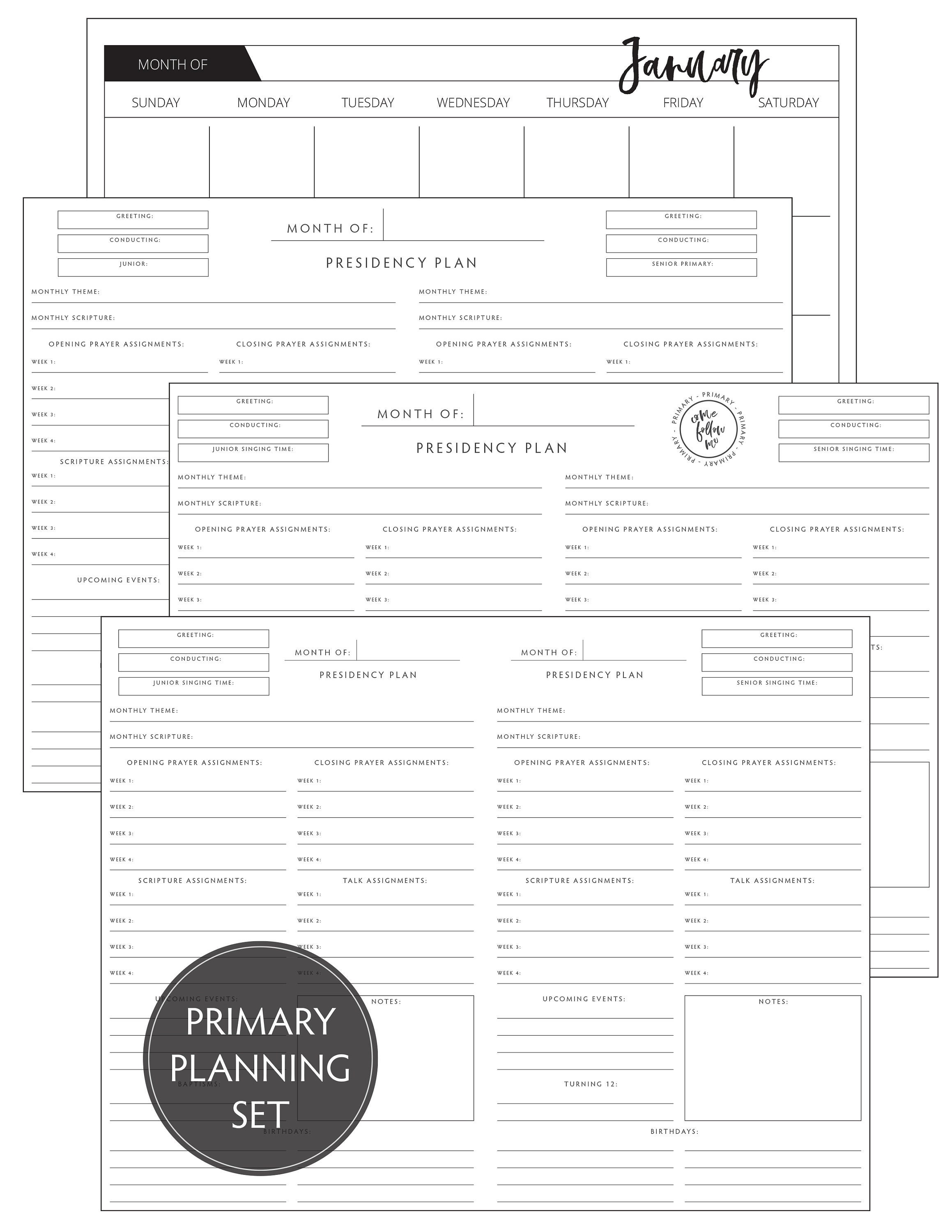 Primary Planning Set Primary Conducting Sheet, Planner & Calendar Set ...