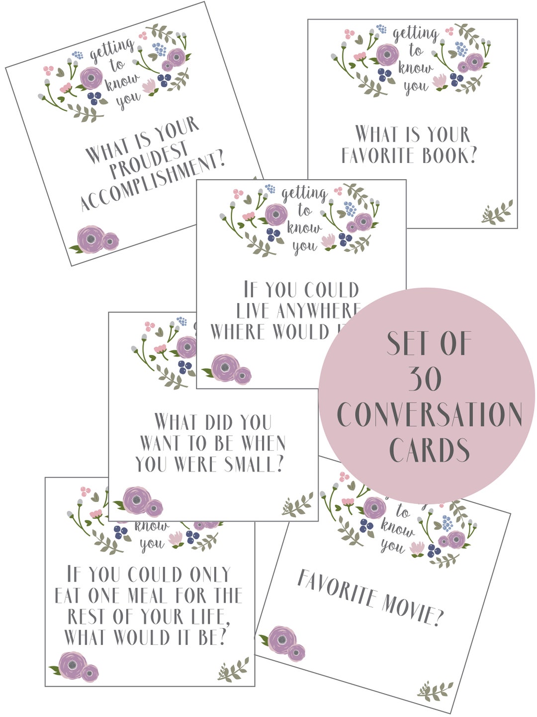 Conversation Cards - Party Game - Party Decor - Activity Idea - Instant ...