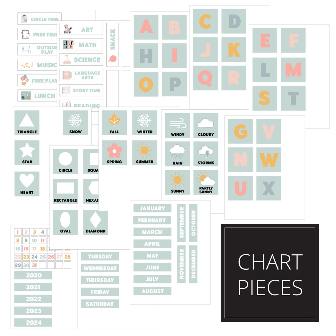 Homeschool Morning Calendar Chart Set Morning Routine Chart - Etsy
