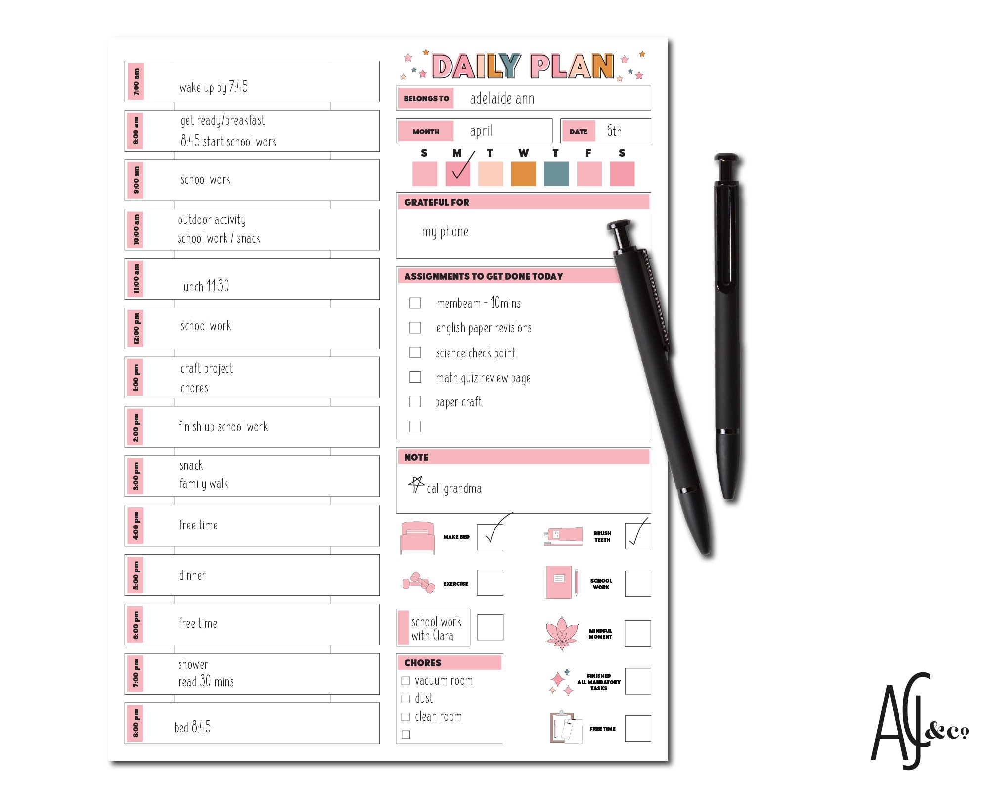 Homeschool Planner, Student Planner, Daily Schedule, Instant Download ...