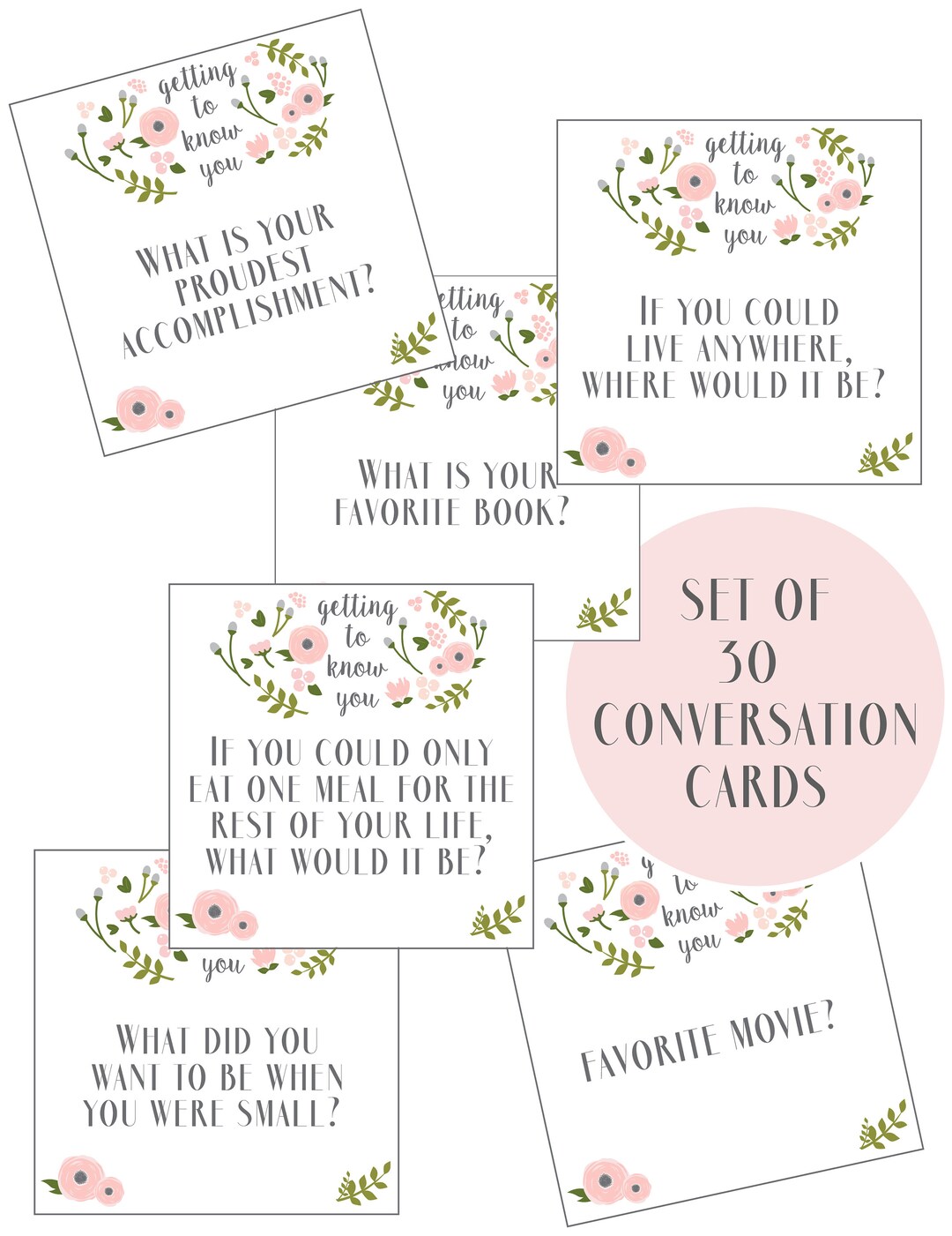 Conversation Cards - Party Game - Party Decor - Activity Idea - Instant ...