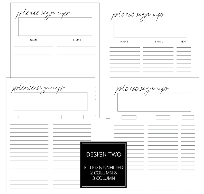 Sign up Sheet, Modern Sign up Forms, Sign up Printable - Etsy UK