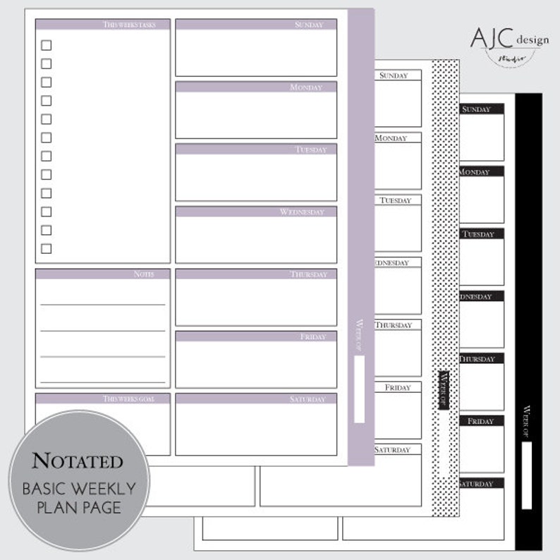 BASIC WEEKLY PLAN : Weekly Plan - Weekly to Do List - Instant Download ...