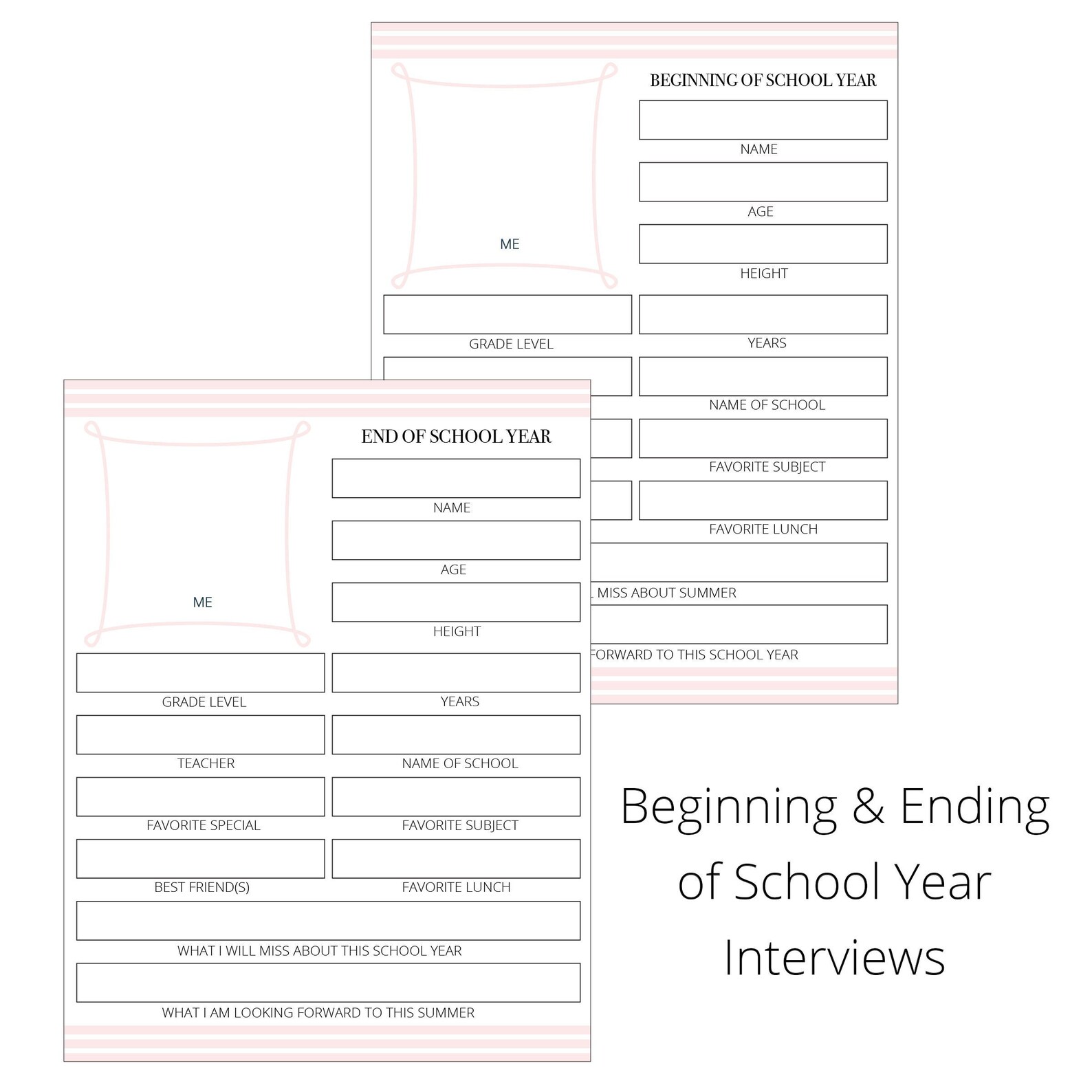 End of School Year Interview and Beginning of Year Interview - Etsy