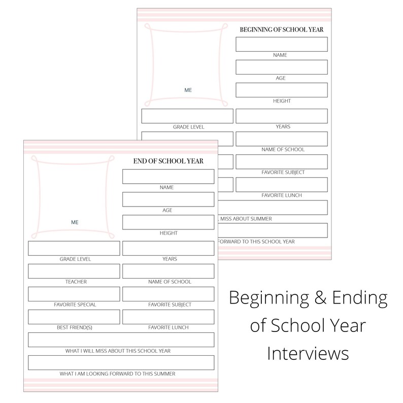 End of School Year Interview and Beginning of Year Interview - Etsy
