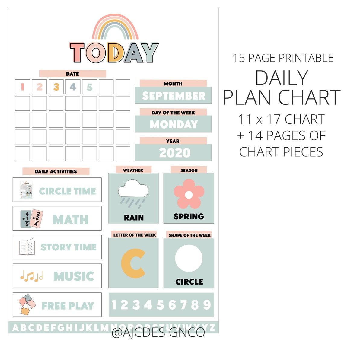 Homeschool Morning Calendar Chart Set Morning Routine Chart | Etsy