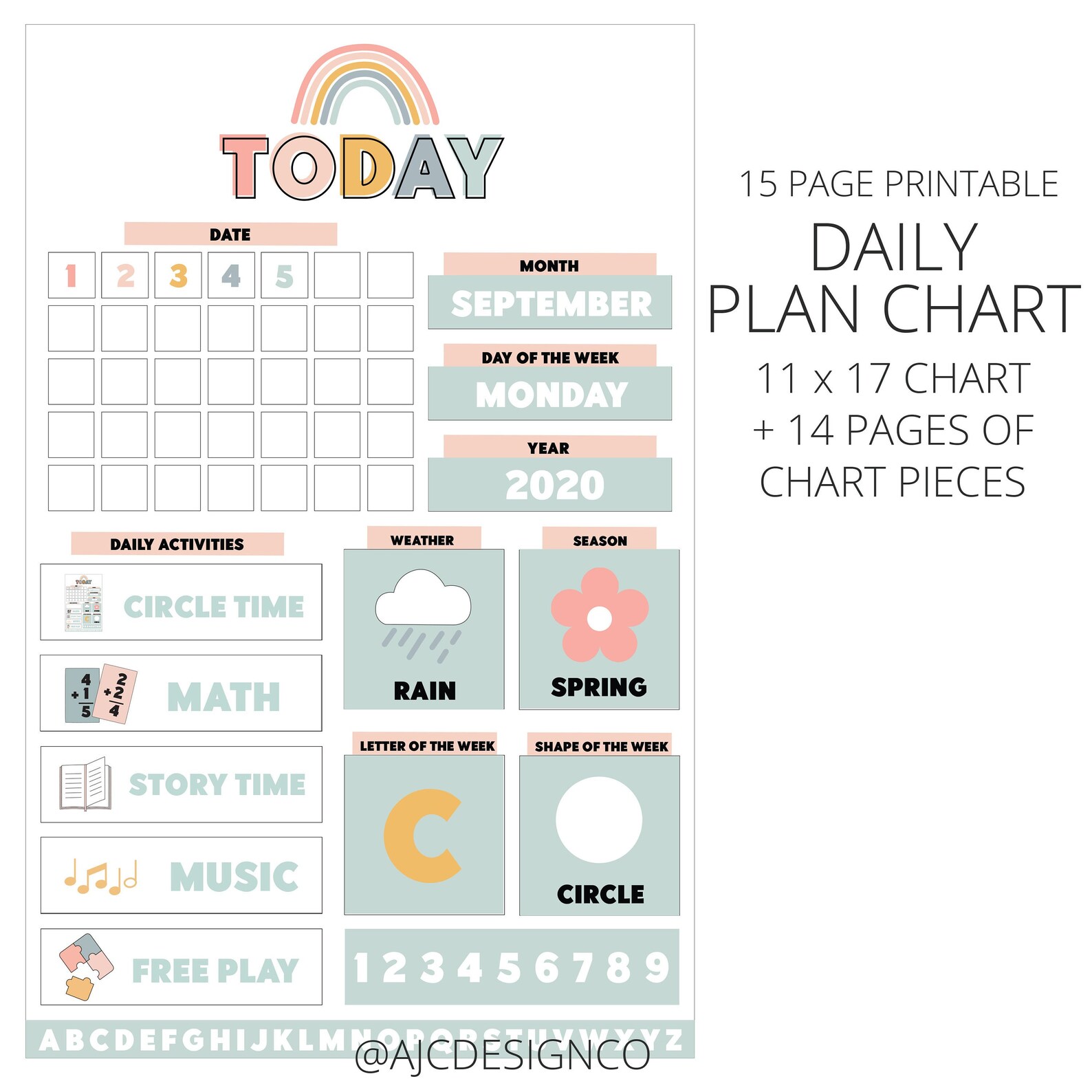 Homeschool Morning Calendar Chart Set, Morning Routine Chart, Circle ...