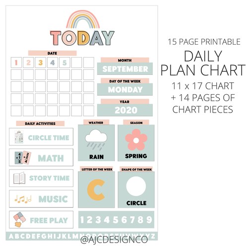 Homeschool Morning Calendar Chart Set Morning Routine Chart - Etsy