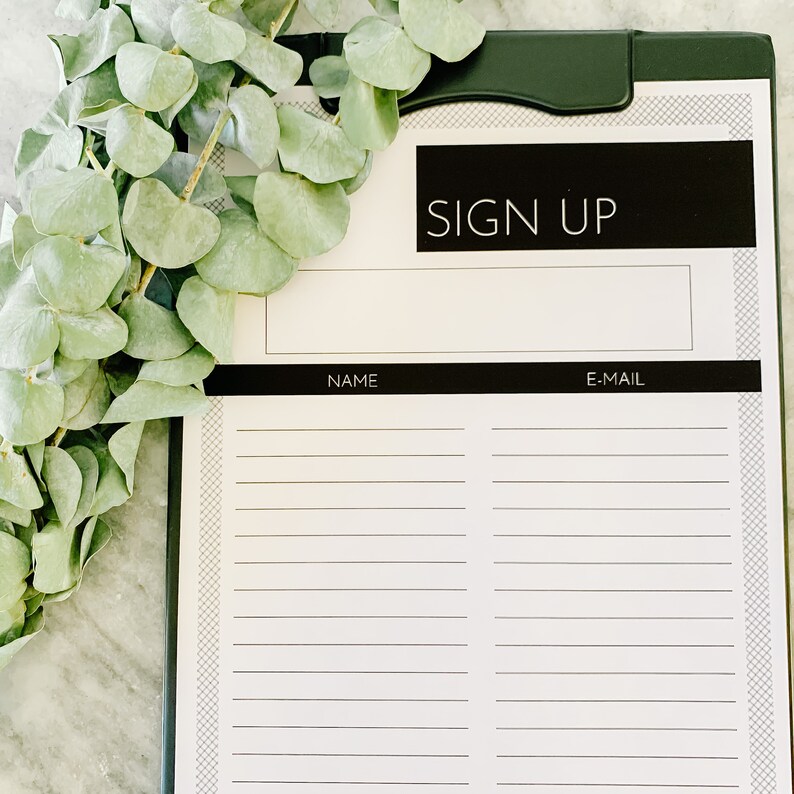 Sign up Sheet, Modern Sign up Forms, Sign up Printable - Etsy UK