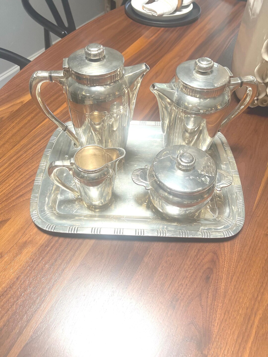 Silver Plated Set/ Coffee Tea Set Art Deco Style Bernard Rice Patricia ...