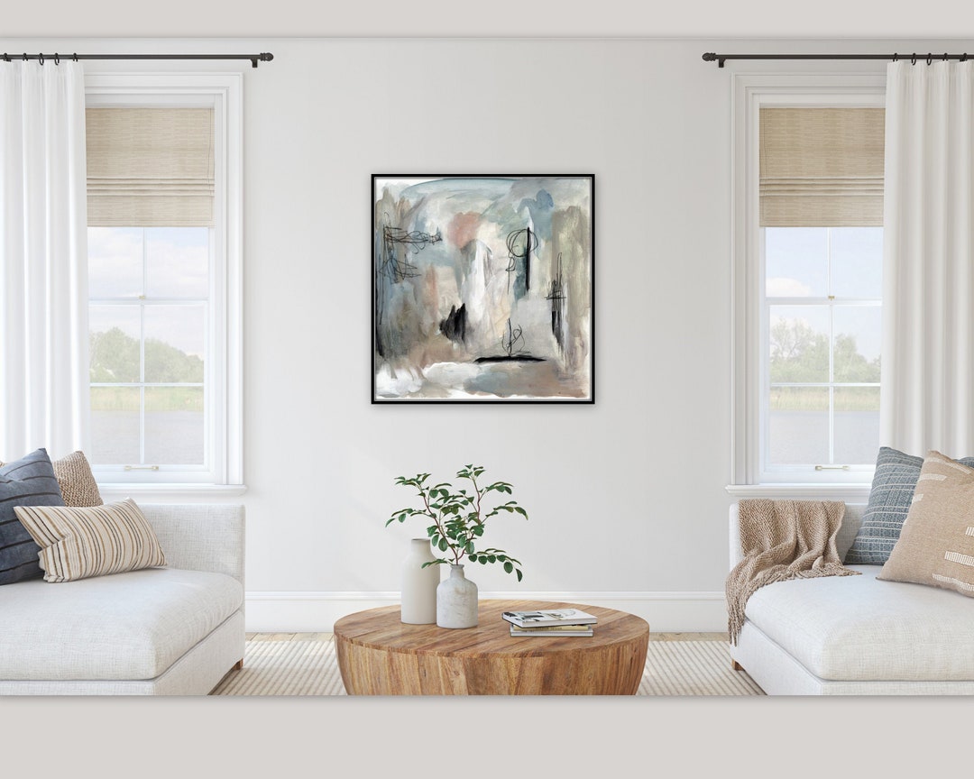 Abstract Farmhouse Print by Marcy Chapman, Blue Green Wall Art (24x24 ...