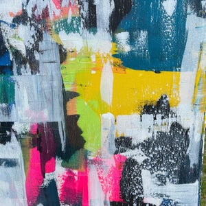 Original, Huge, Abstract Painting, Scraping, Neon, Canvas Art, Large ...