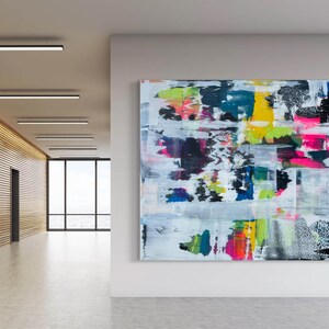 Original, Huge, Abstract Painting, Scraping, Neon, Canvas Art, Large ...