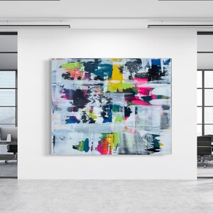 Original, Huge, Abstract Painting, Scraping, Neon, Canvas Art, Large ...