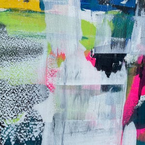 Original, Huge, Abstract Painting, Scraping, Neon, Canvas Art, Large ...