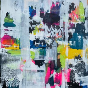 Original, Huge, Abstract Painting, Scraping, Neon, Canvas Art, Large ...