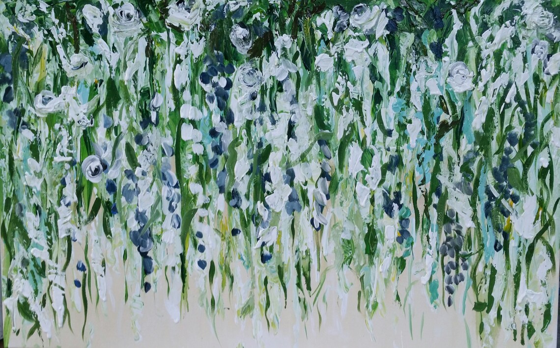 Beautiful Large Hanging Flowers Original Painting Acrylic | Etsy