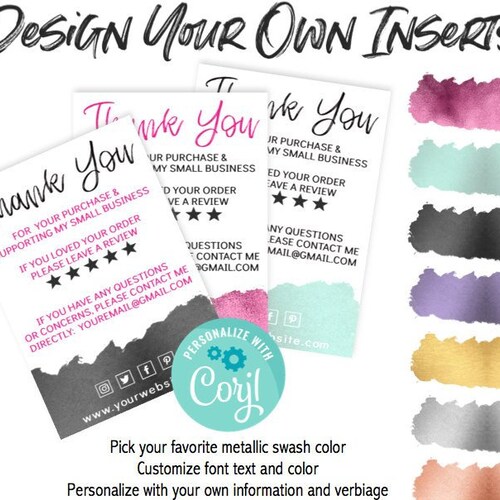 Create Your Own Inserts Small Business Thank You Insert | Etsy
