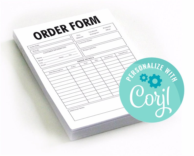 Editable Small Business Mini Order Forms SIZE 5X7 | Etsy UK