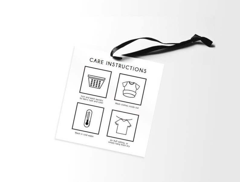 PRINTABLE Care Instruction Tags Stickers for Small Business - Etsy