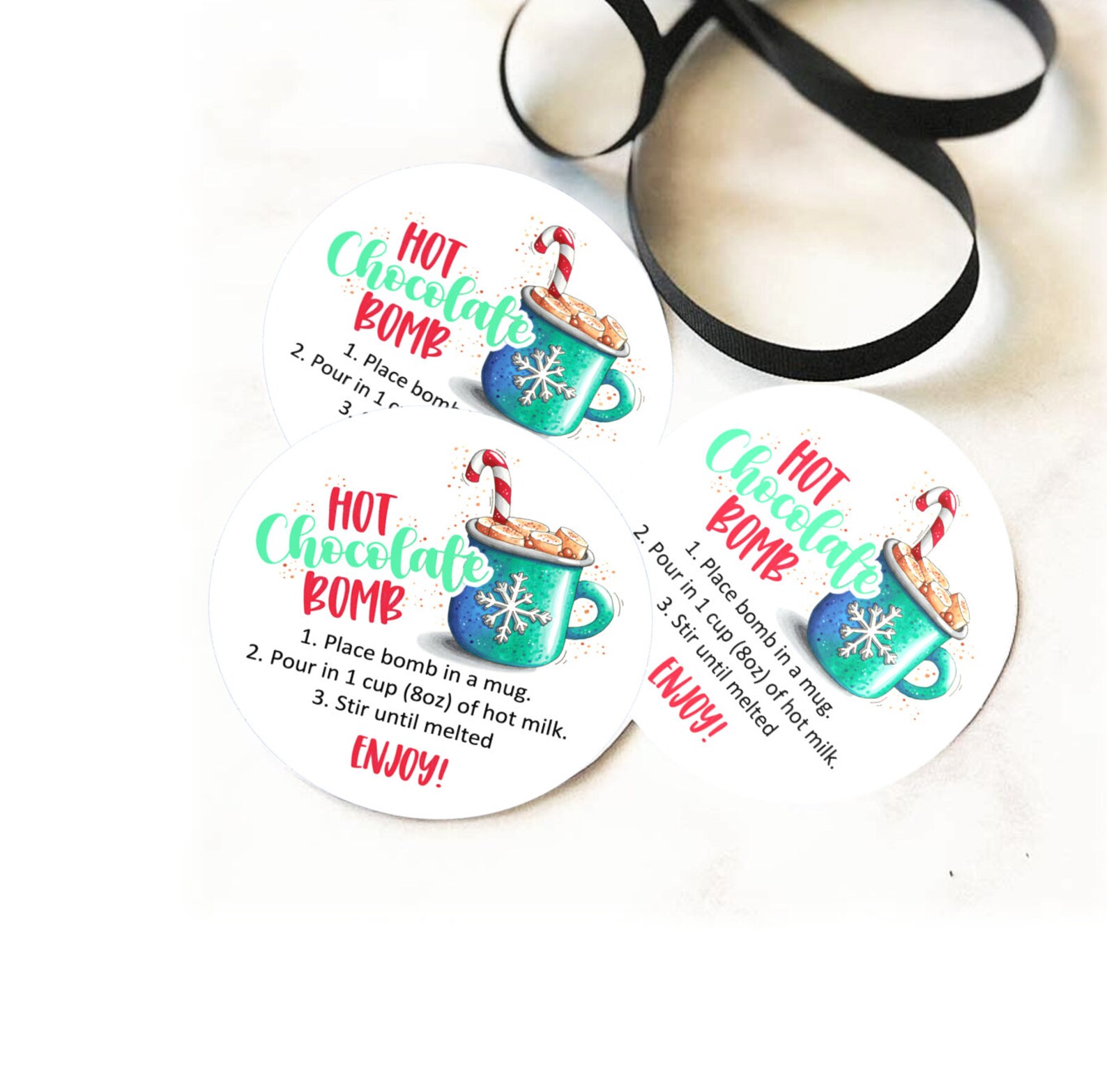 PRINTABLE Hot Chocolate Bomb Instruction Sticker or Tag - Etsy