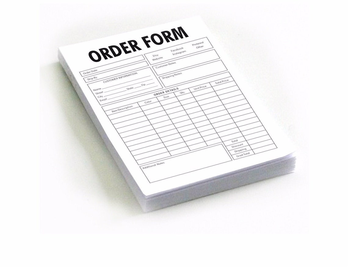 Editable Small Business Mini Order Forms SIZE 5X7 | Etsy