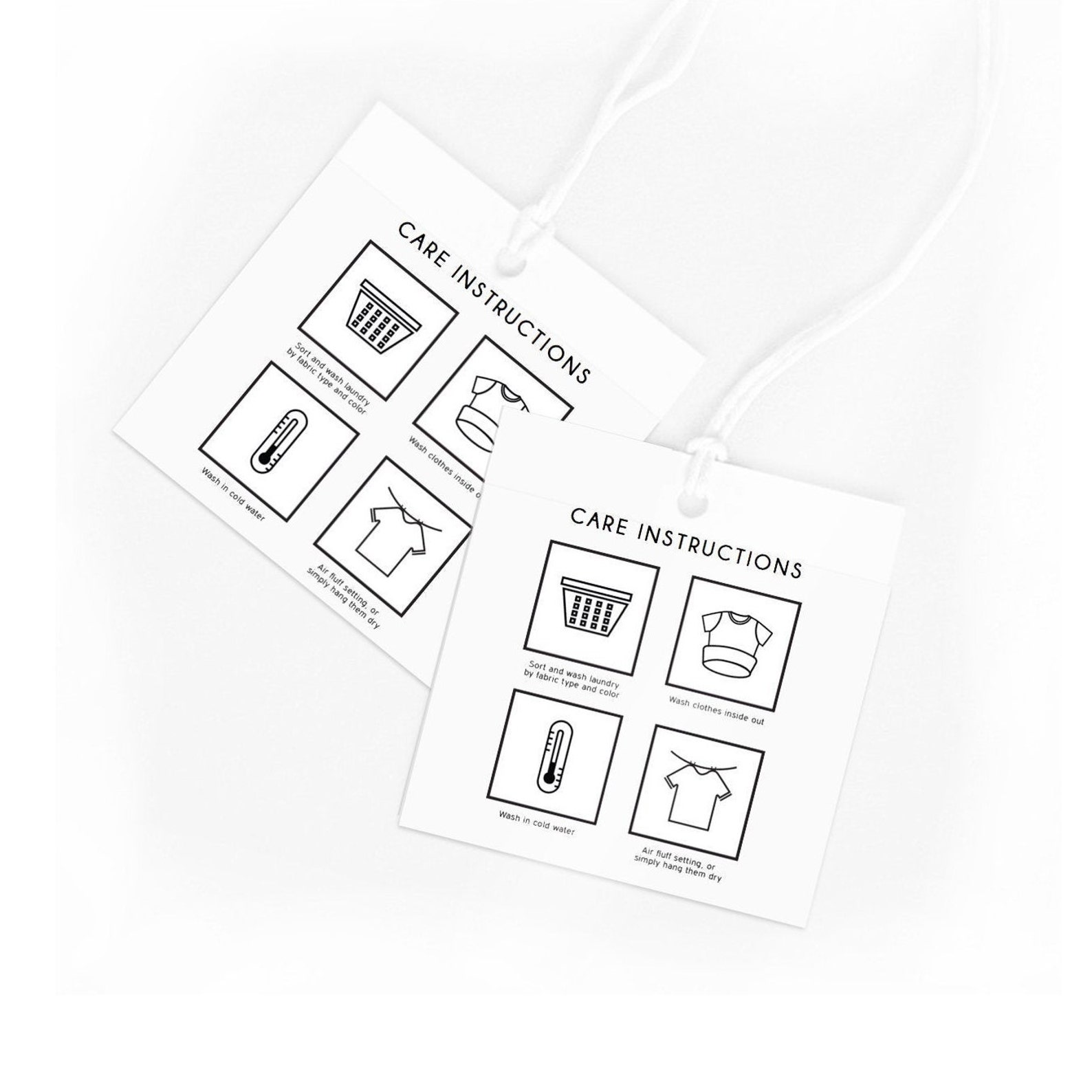 PRINTABLE Care Instruction Tags Stickers for Small Business | Etsy