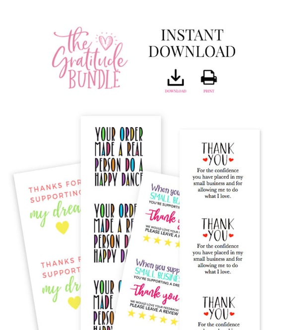 The Gratitude Bundle DIY Stickers or Tags Unlimited Printing | Etsy