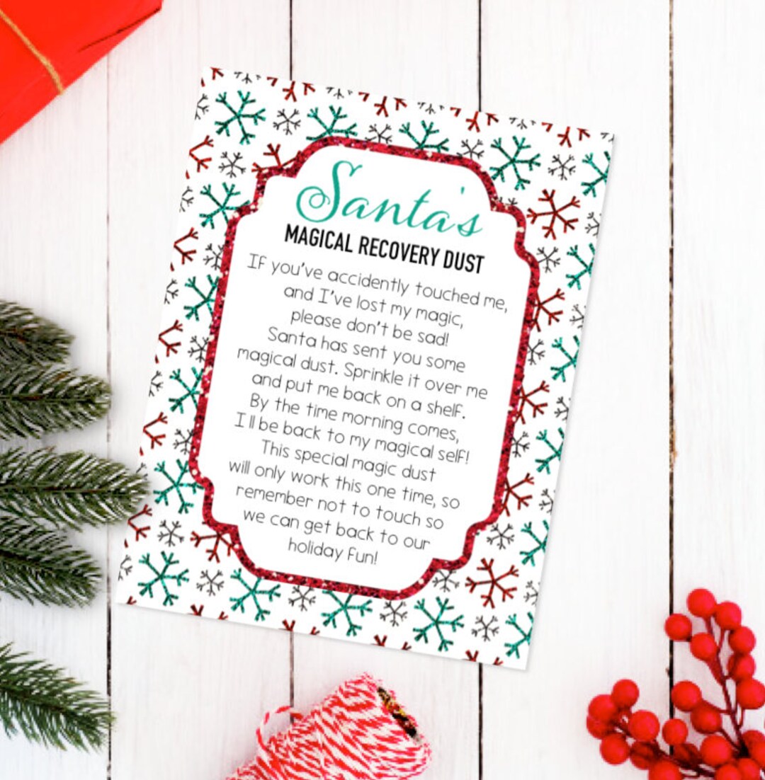 INSTANT DOWNLOAD Santa's Magical Recovery Dust Elf Recovery Dust - Etsy