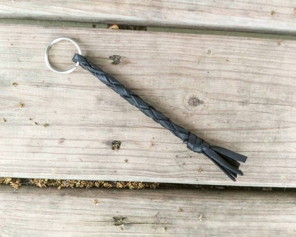 Hand Braided Black Leather Keychain - Suede Key Fob - Leather Key ...