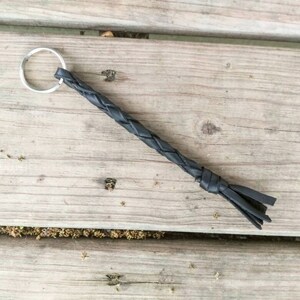 Hand Braided Black Leather Keychain - Suede Key Fob - Leather Key ...