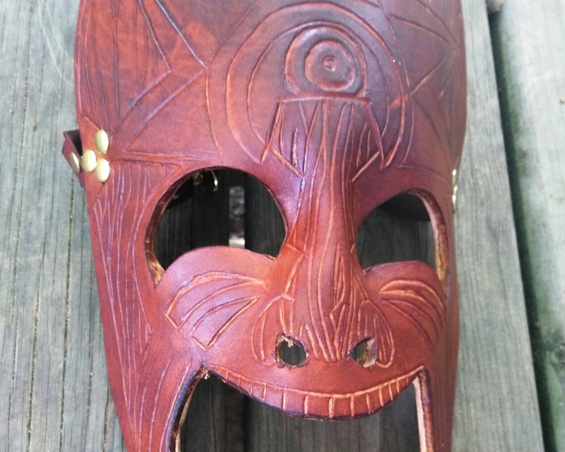 Tiki Leather Mask - Hawaiian Mask - Islander - Steampunk Mask - Nature ...