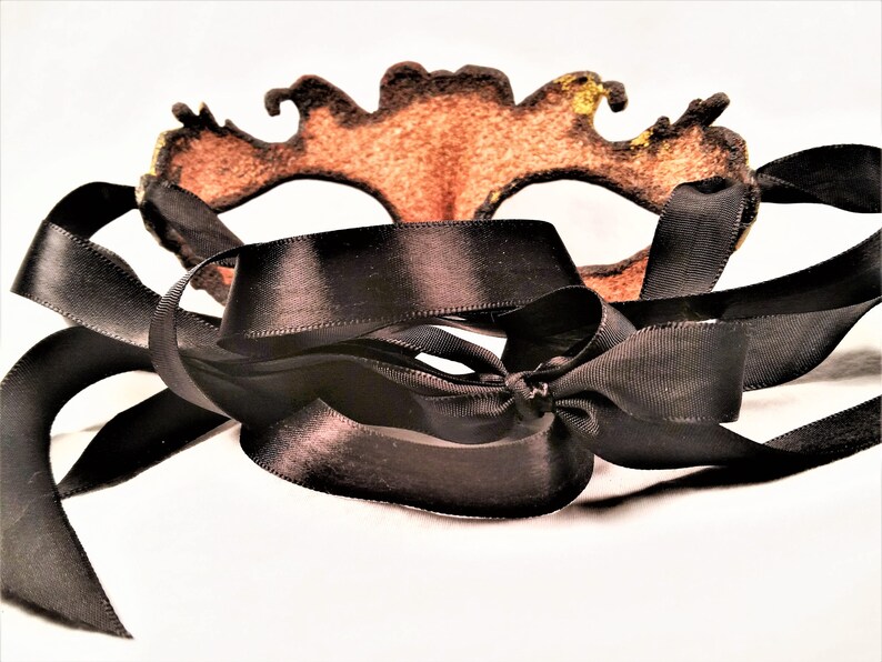 Handmade Leather Masquerade Mask - Black & Gold Filigree, Burlesque ...