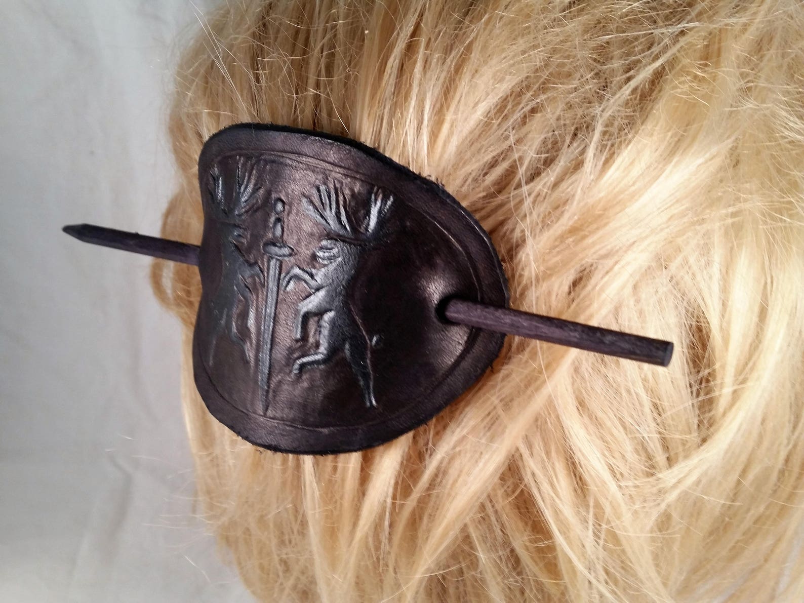 Custom Design Stick Barrette Tooled Leather Barrette With - Etsy