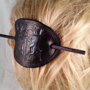 Custom Design Stick Barrette - Tooled Leather Barrette With Stick ...