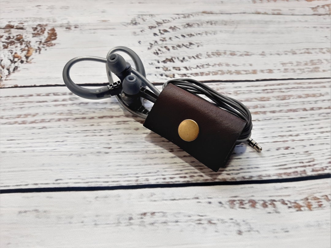 Leather Earbud Cord Keeper - Unisex Headphone Organizer - Etsy