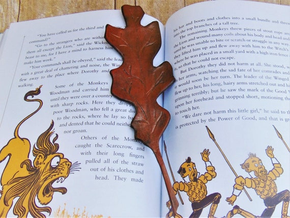 Leather Oak Leaf Bookmark Fall Theme Gift for Book Lover | Etsy