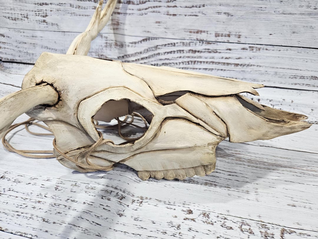 Leather Deer Skull Mask - Realistic Skull - Creepy Halloween Costume ...