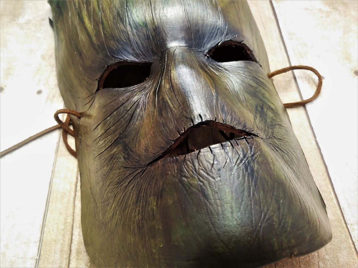 Leather Mask Masquerade Mask Men Steampunk Mask Tree | Etsy