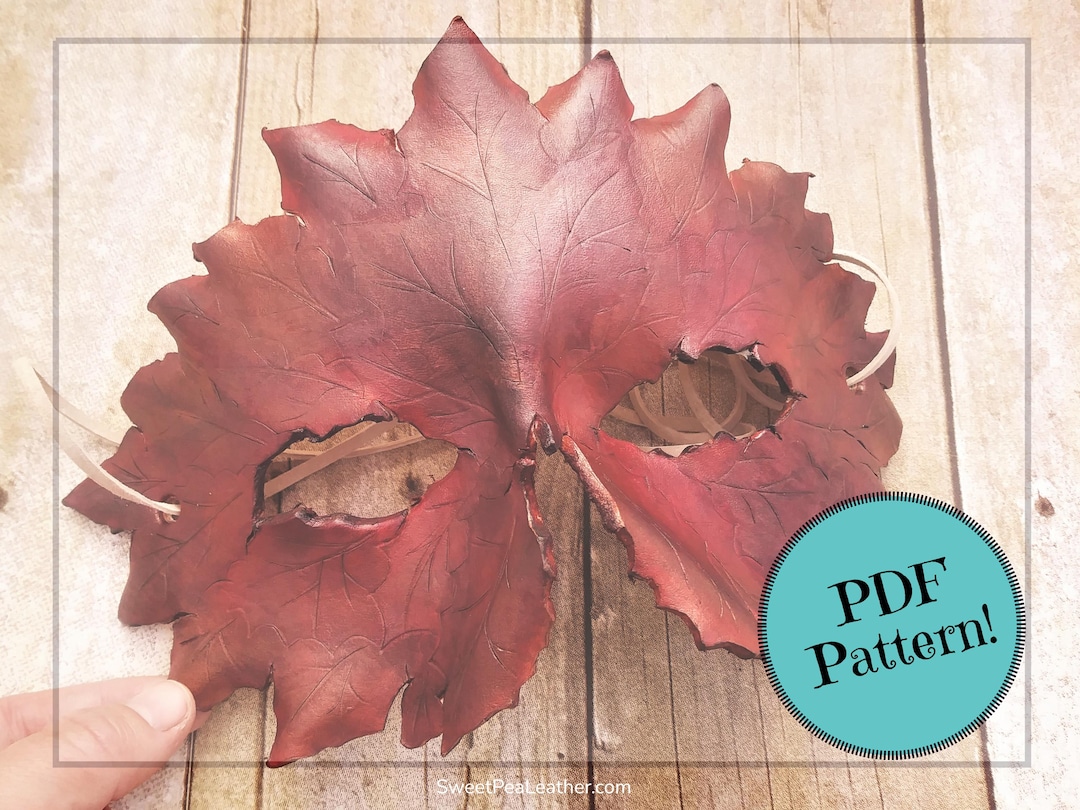 Leaf Mask Pattern - PDF Pattern Tutorial - Leather Mask Template - Wood ...