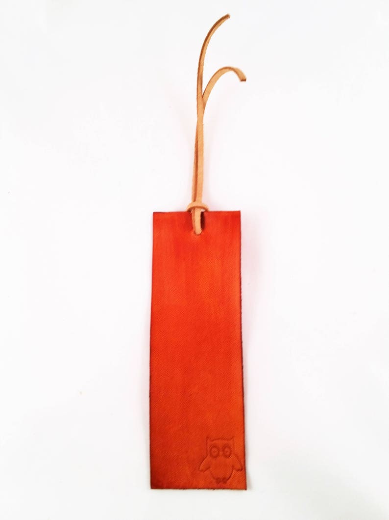 Hand Stamped Owl Light Brown Leather Bookmark Book Lover - Etsy