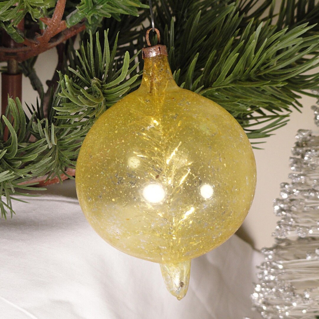 Vintage Unsilvered Solid Amber War Era Glass Christmas Ornament Finial ...